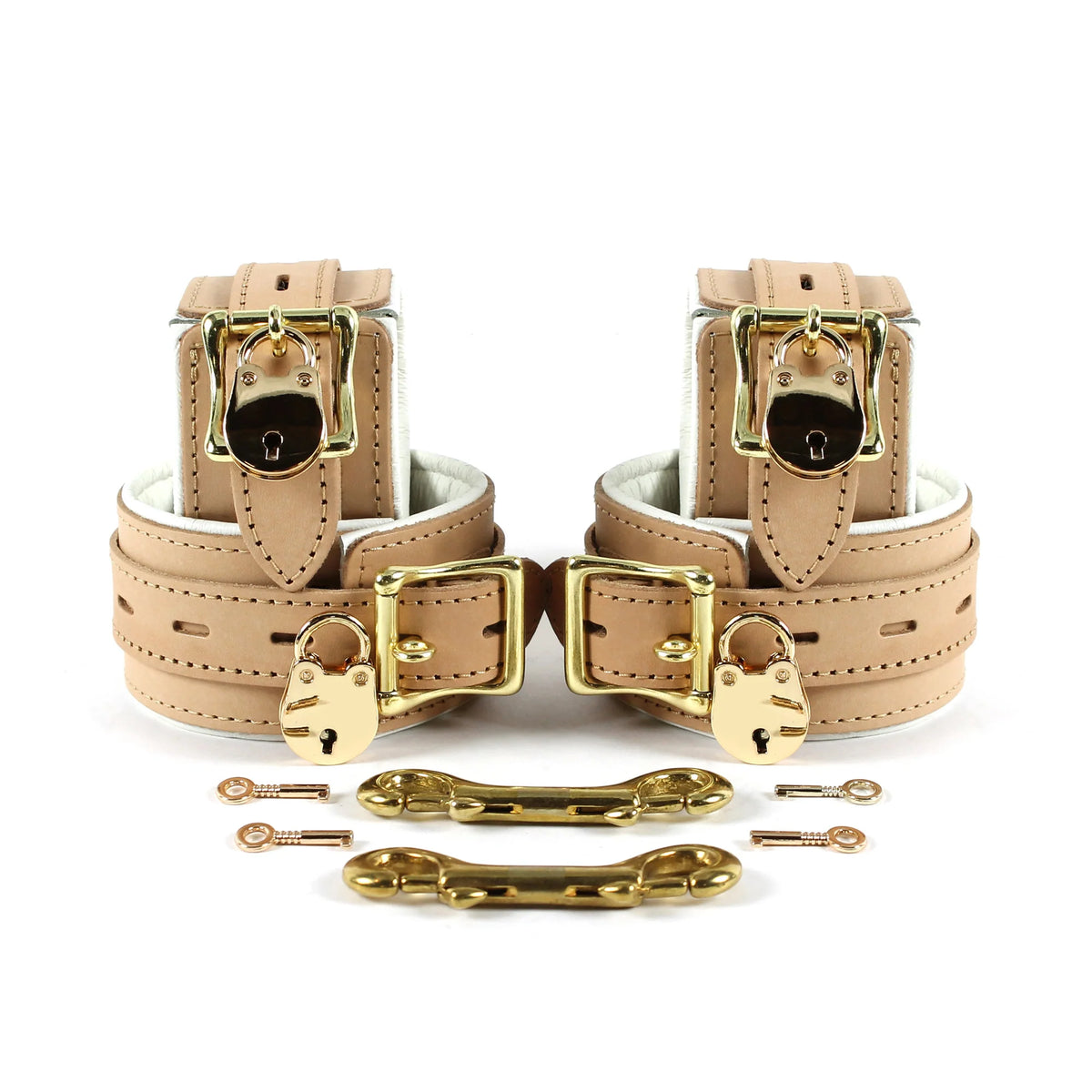 Evara - Champagne Padded Leather Locking Wrist and Ankle Restraints – DDB